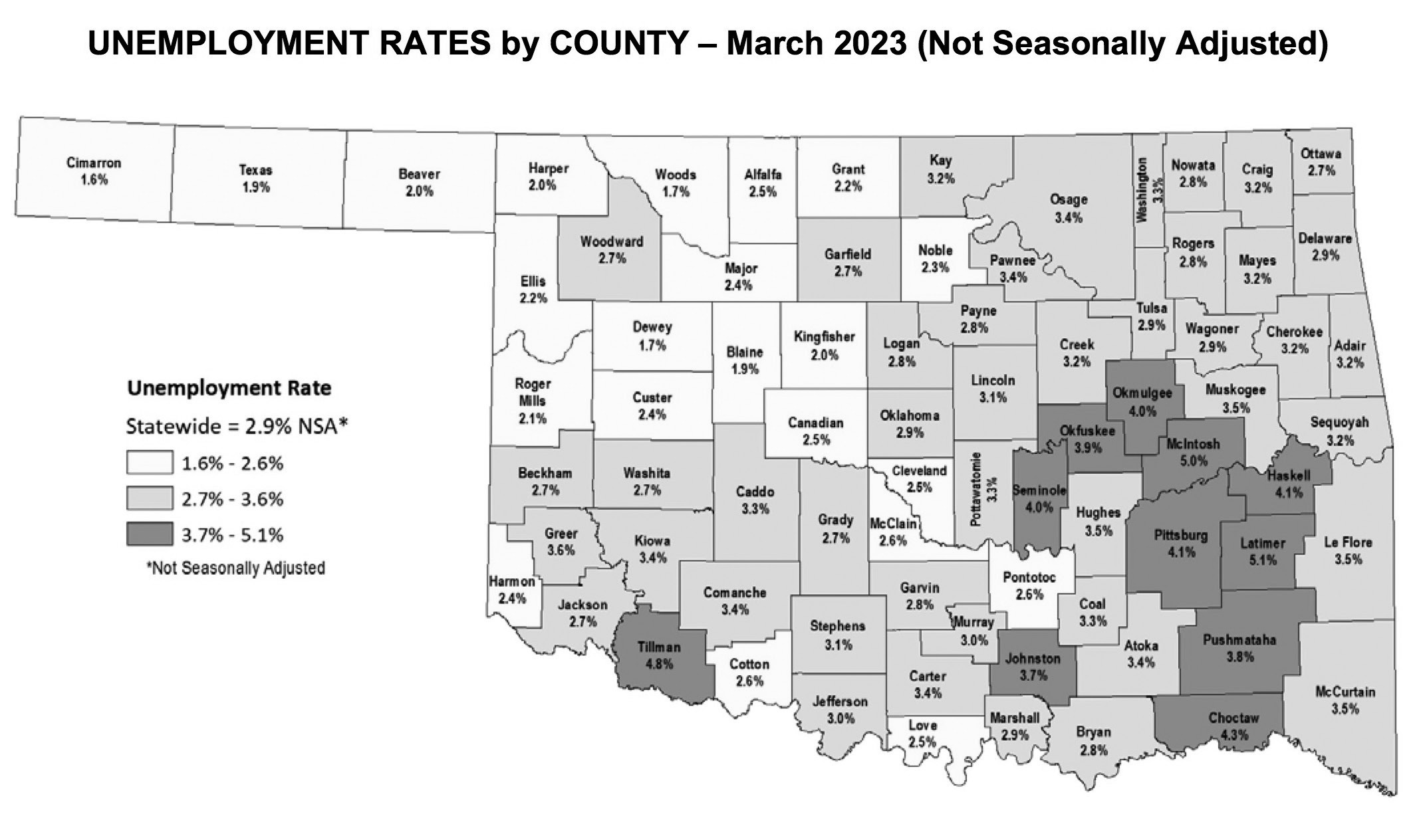 Jobless rates rise for most counties